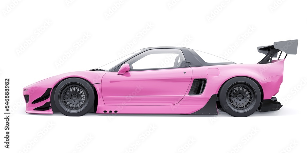 Tokyo. Japan. March 9, 2022. Pink Honda NSX 1992. A tuned version of a ...