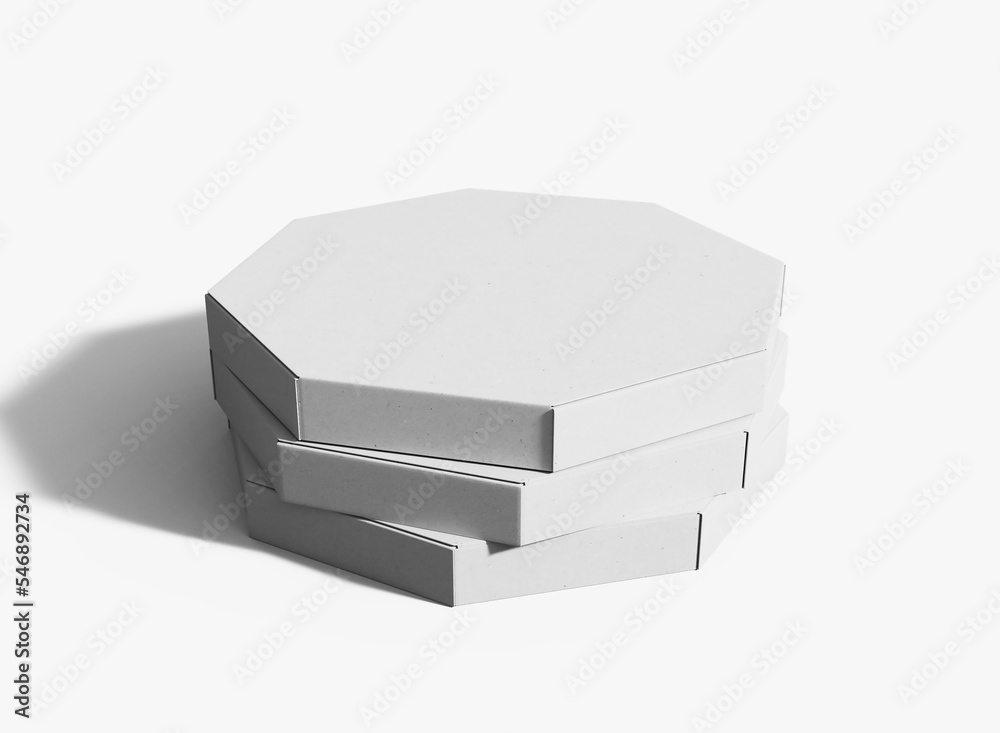 3d Stacked Octagon Pizza Boxes Stock Illustration | Adobe Stock