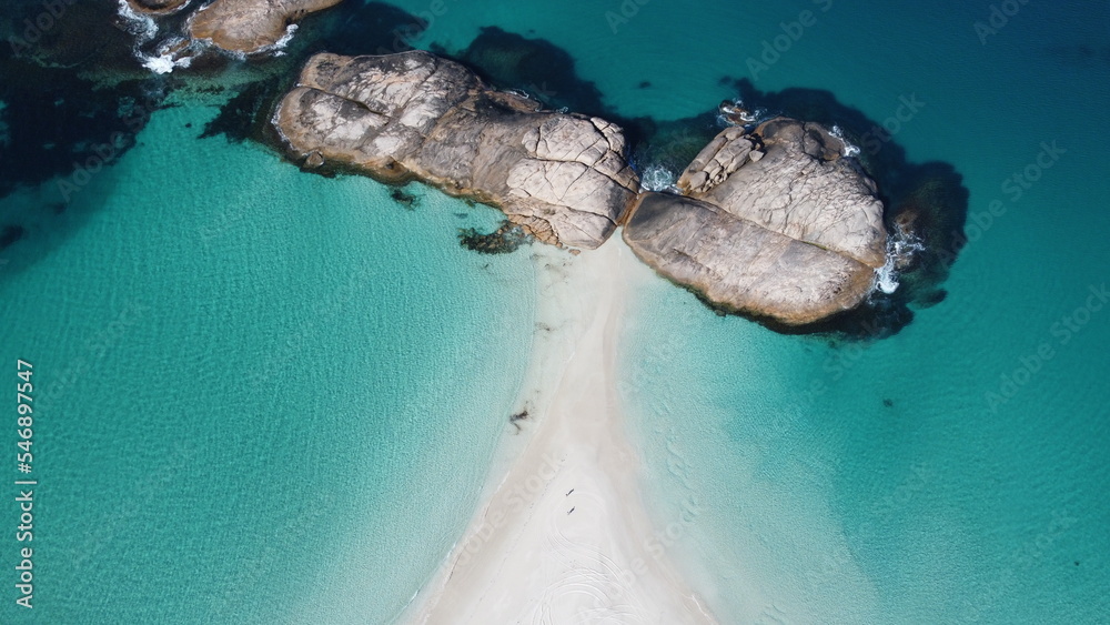 Aerial picture of Wylie bay rocks in Esperance. 2 beaches next to each ...