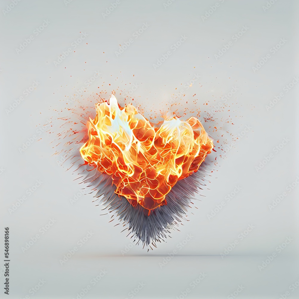 Fire heart on isolated background. Isolated love symbol made of fire ...
