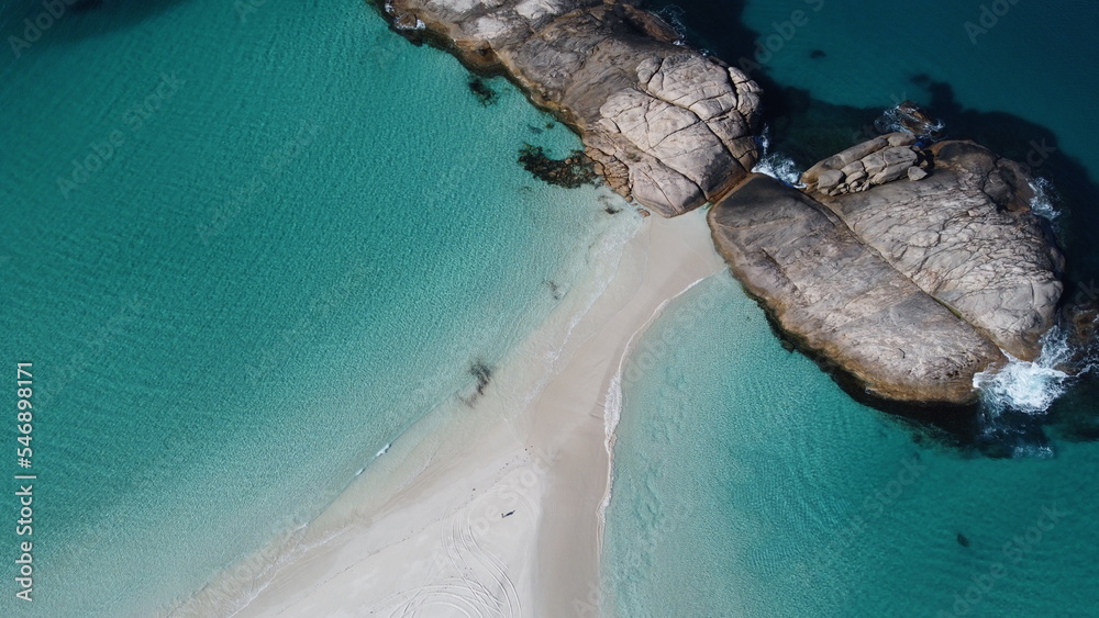 Stockfoto Aerial picture of Wylie bay beach in Esperance. Blue and ...