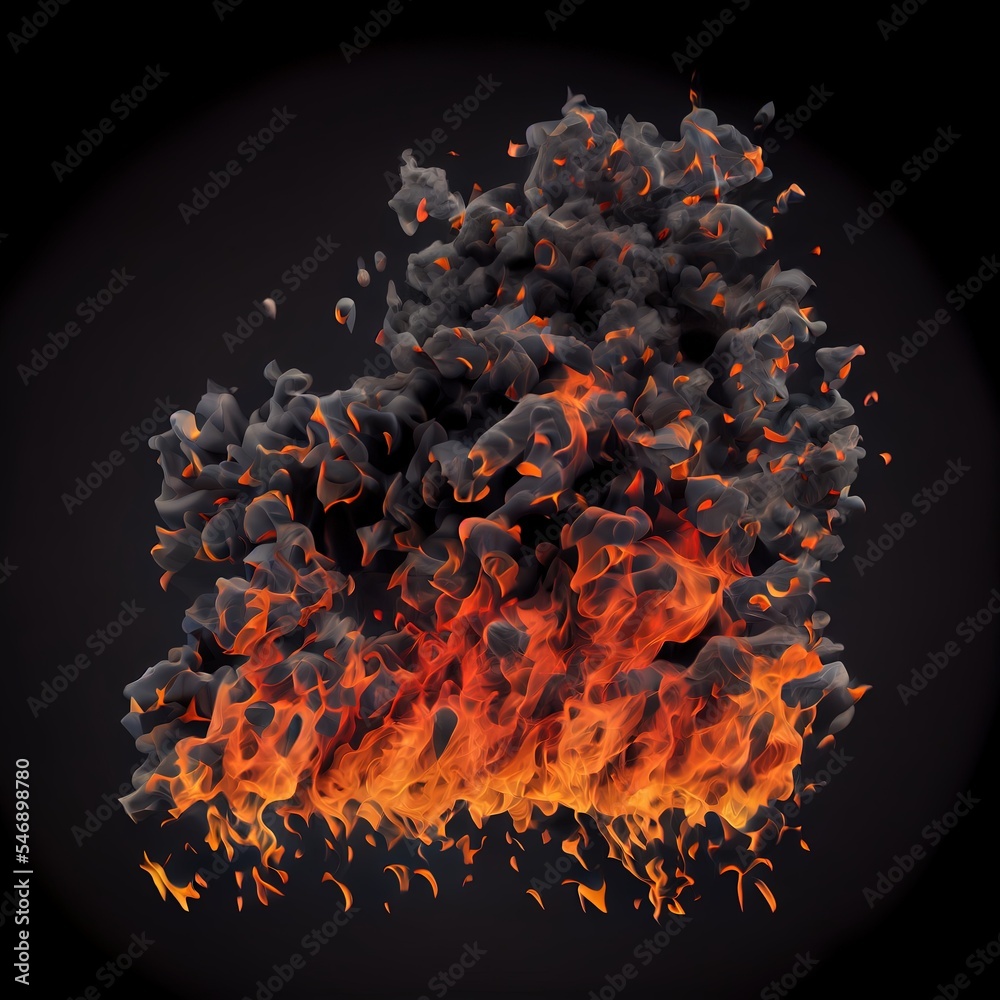 Fire wall on black background. Isolated wall made of fire Stock ...