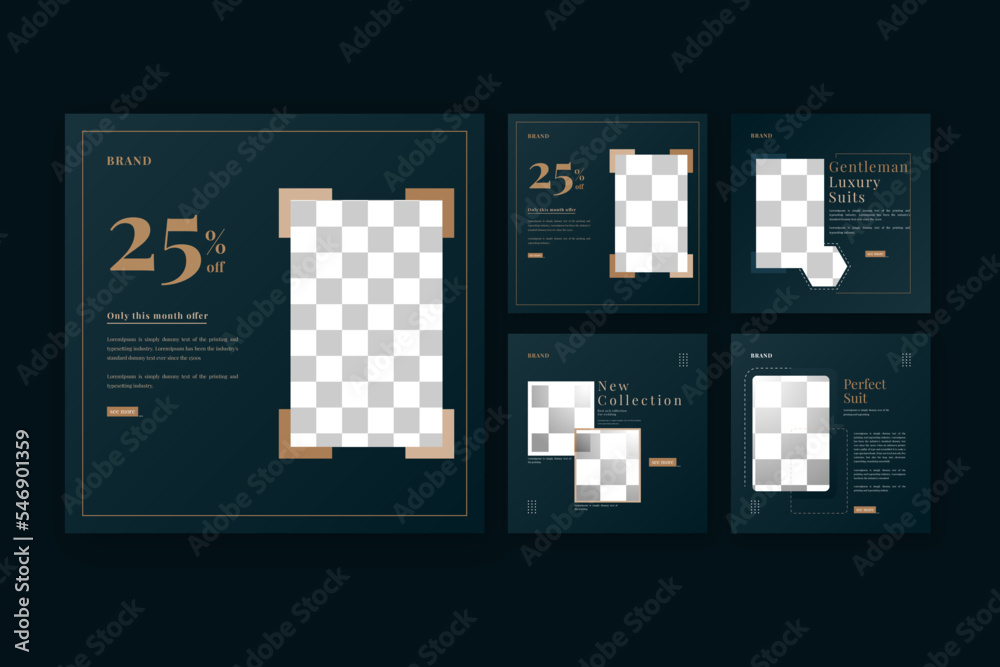 Set of man fashion Instagram post set design template, set social media ...