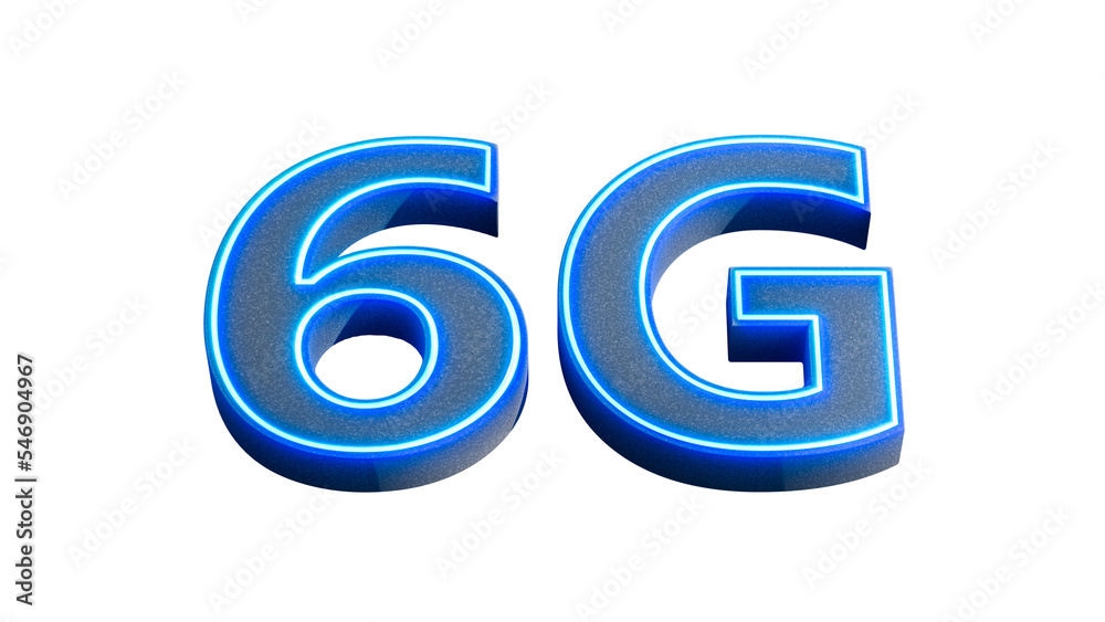 6g logo design, a symbol of 6G network connectivity of the futur. Neon ...