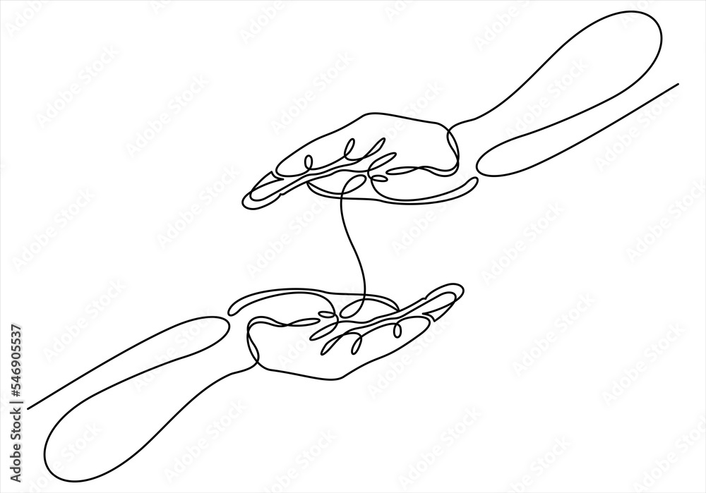 Continuous line drawing. Hands palms. illustration Stock Illustration ...