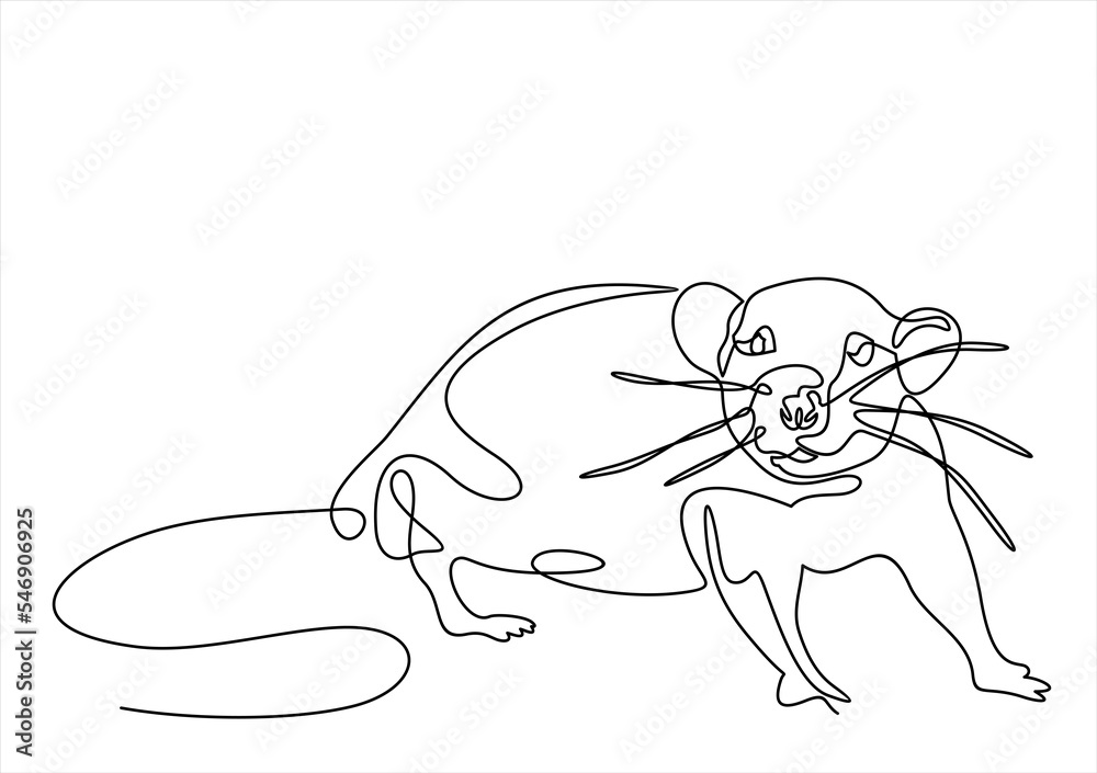 Rat continuous .One single line drawing. sign. Stock Illustration ...