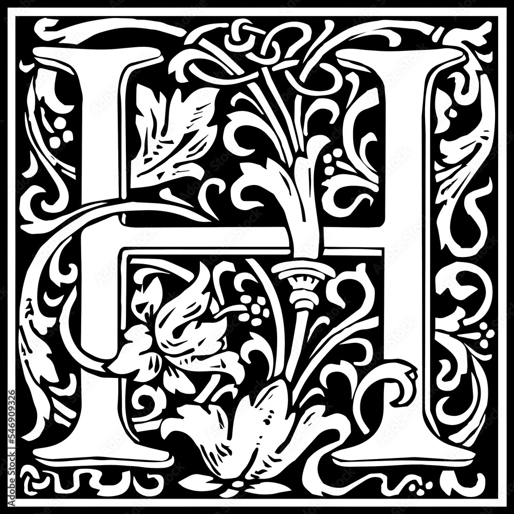  H Gothic Consonant Letter Of Alphabet Adobe Stock