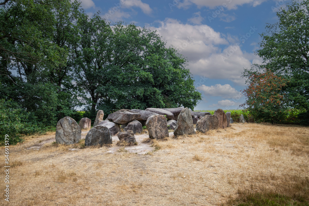 Hunebed D50 or Dolmen D50, Noord-Sleen municipality of Coevorden in the ...