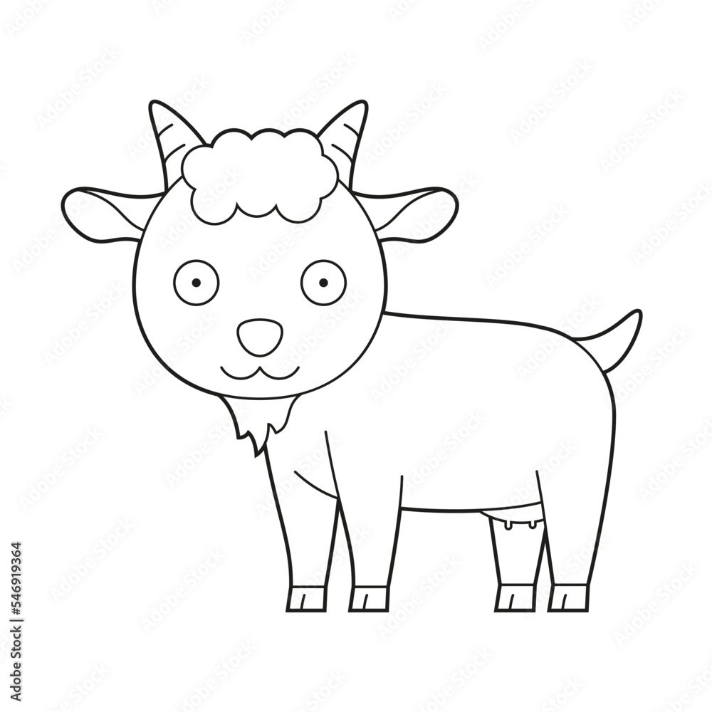 Easy coloring cartoon vector illustration of a goat vector de Stock ...