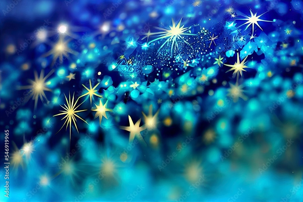 Abstract dreamy blue star filled sky background. Dreamy illustration ...