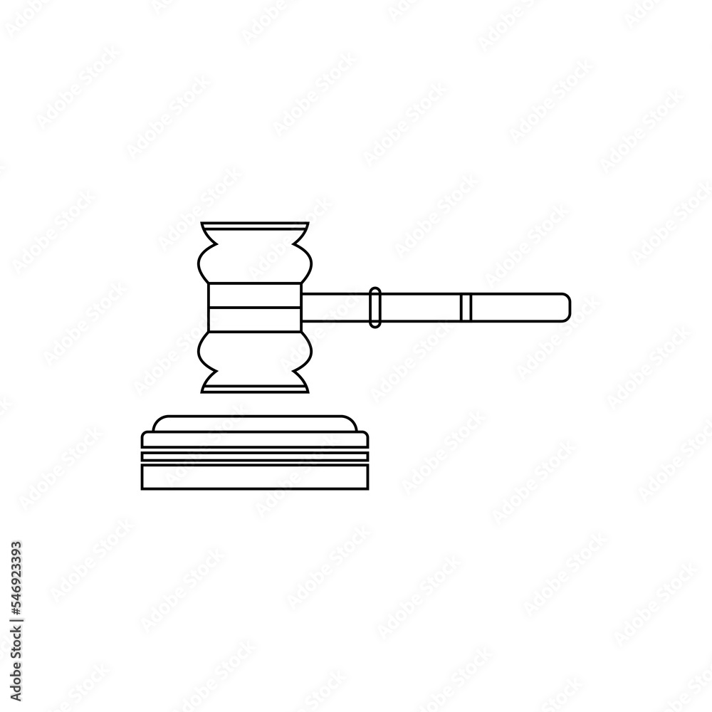 line drawing of judge's hammer vector illustration Stock Vector | Adobe ...
