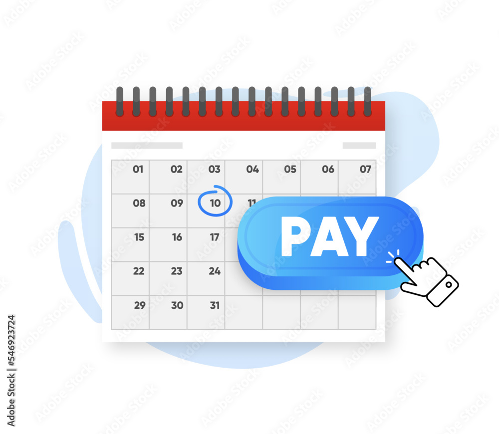 Subscription payment vector icon. Calendar with a monthly payment date ... Subscription payment vector icon. Calendar with a monthly payment date ...