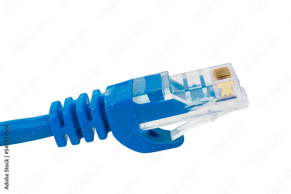 rj45 connector isolated on white background. Patch cord on a white ...