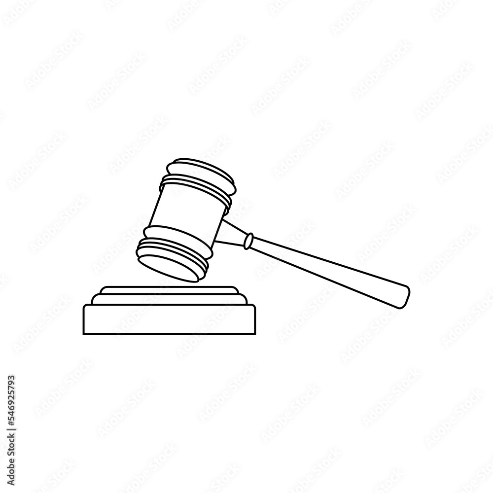 line drawing of judge's hammer vector illustration Stock Vector | Adobe ...