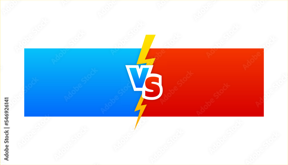 Modern versus battle with lightning bolt isolated on white background ...