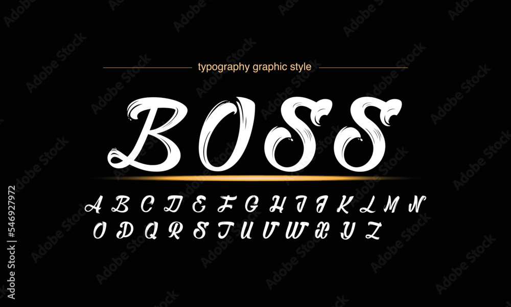 vector brush style font, alphabet, typeface, typography. Global ...