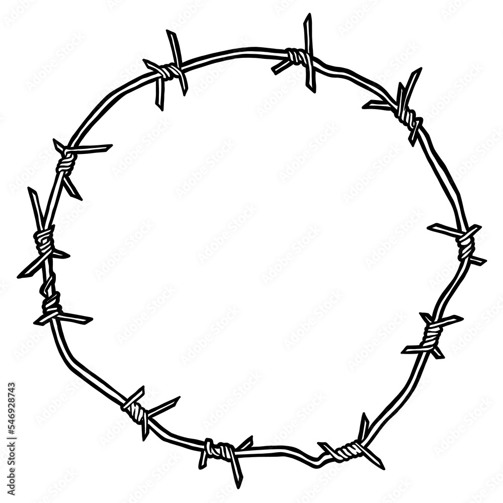 Barbed wire circle vector illustration - Out line Stock Vector | Adobe ...