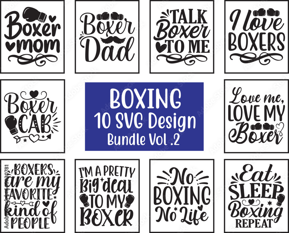 Boxing 10 SVG Design Bundle Vol.2 SVG, Boxing SVG, Boxing design ...