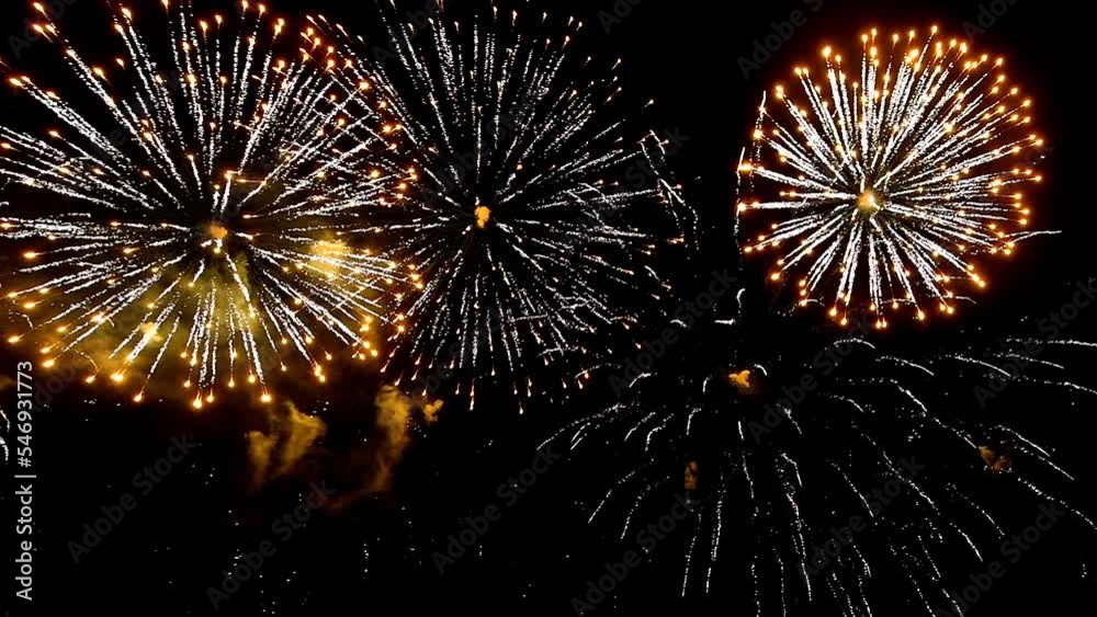 Real Firework close up on Deep Black Background Sky on Fireworks ...