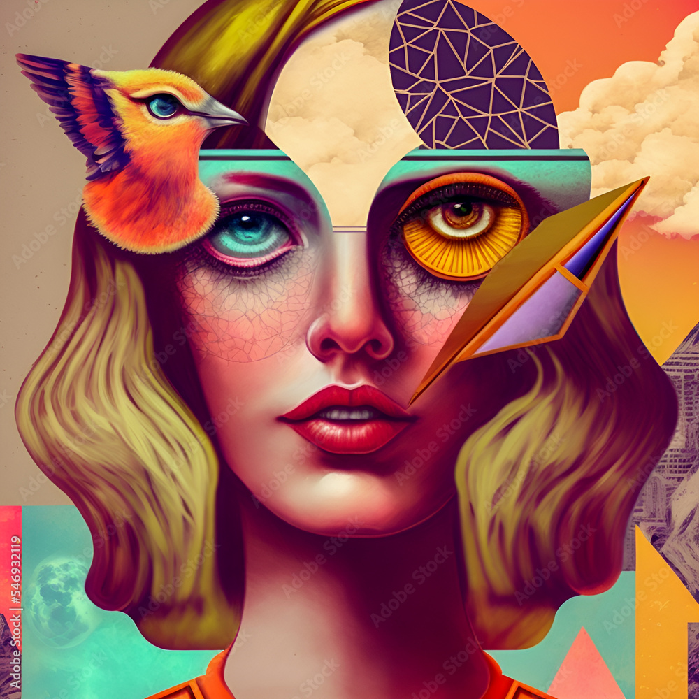 Collage Fun Art, 80s and 90s style Background Illustartion, Pop-Art ...