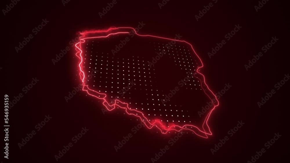 3D Neon Red Poland Map Borders Outline Loop Background Stock Video ...
