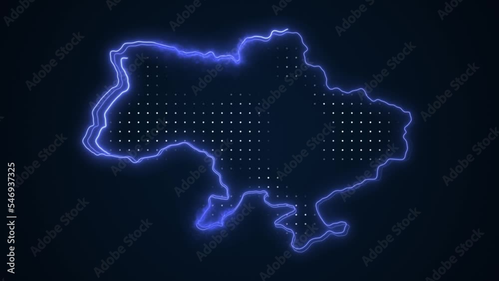 Neon Blue Ukraine Map Borders Outline Loop Background Stock-Video ...