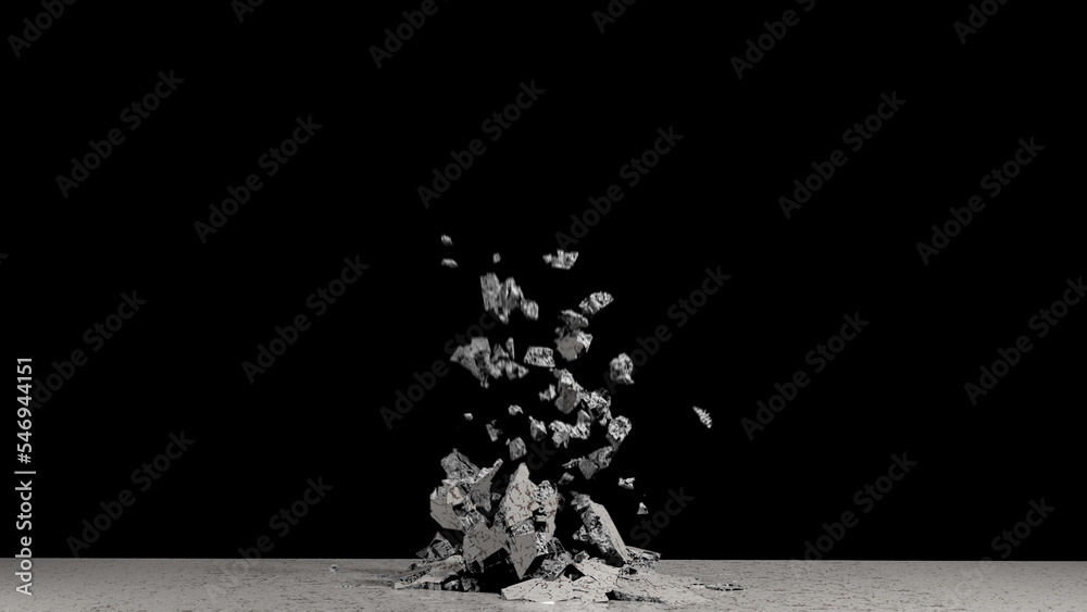 Ground collapse effect on a green screen background. 3D Illustration ...