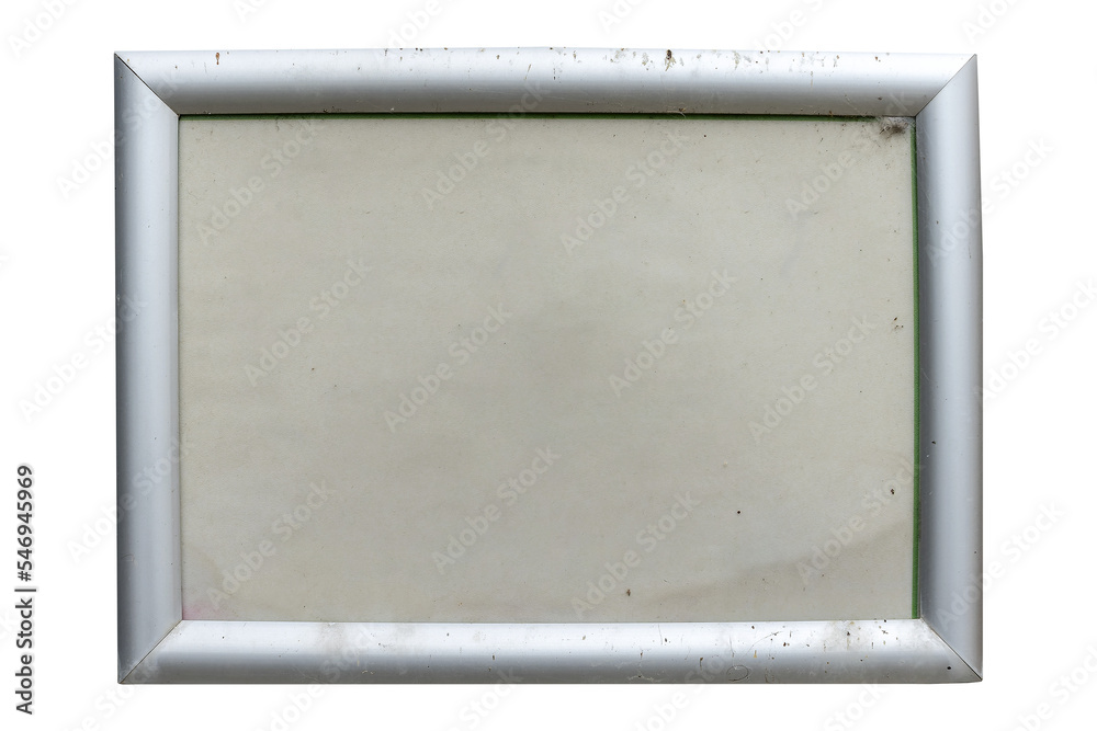 Old weathered information notice board sign with a white painted wood ...