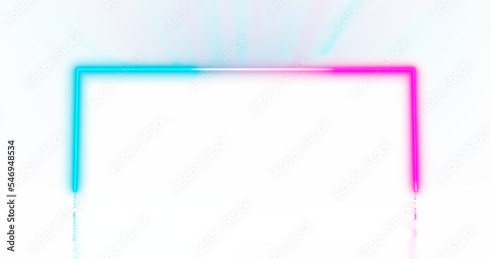 Neon light lines on png transparent background with reflection on the ...
