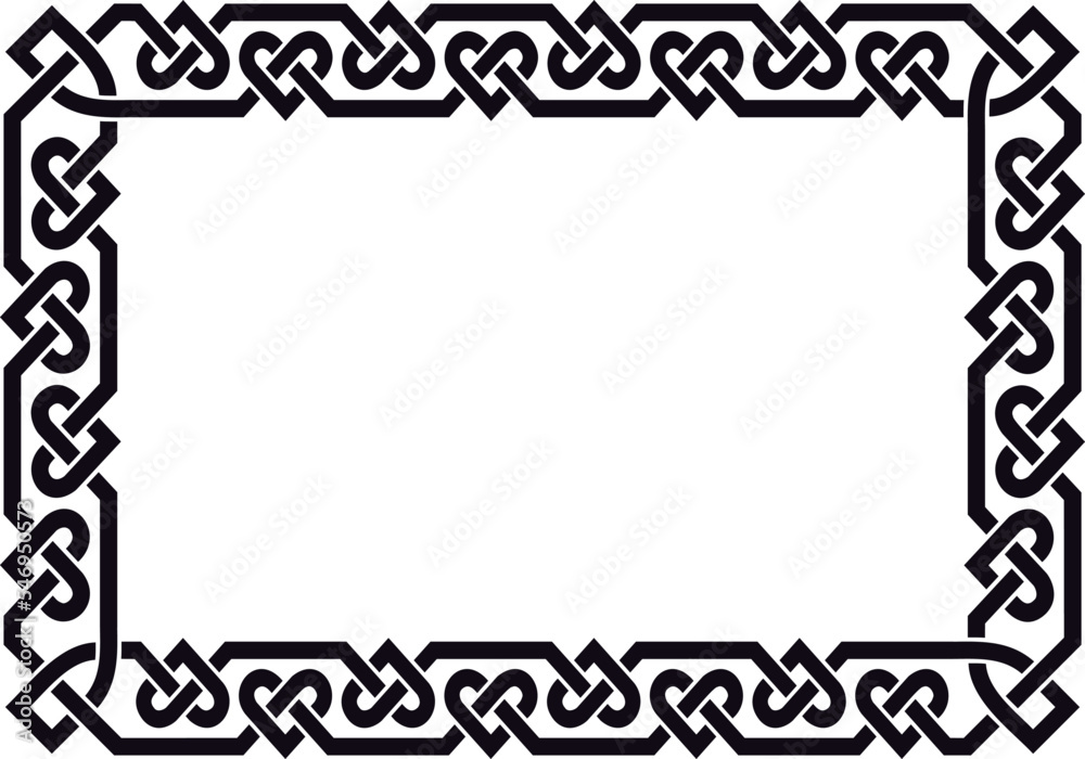 Celtic frame with hearts, black. Linear border made with Celtic knots ...