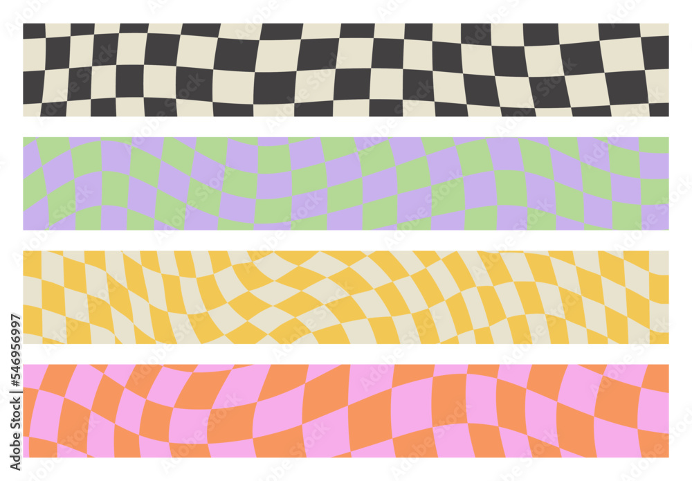 Colorful trendy checker board background template collection. Set of ...