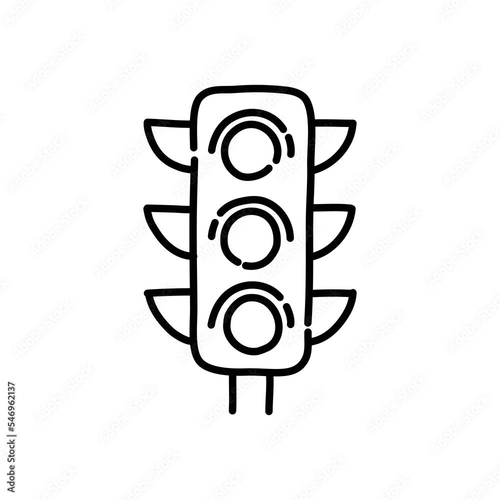 Traffic light doodle icon. Hand drawn black sketch. Vector Illustration ...