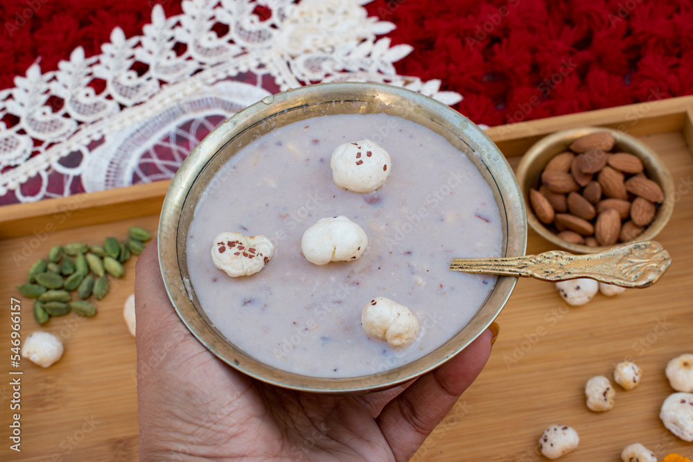 Makhana Kheer made with Crispy Lotus pops Seeds or Phool Makhana or Fox ...