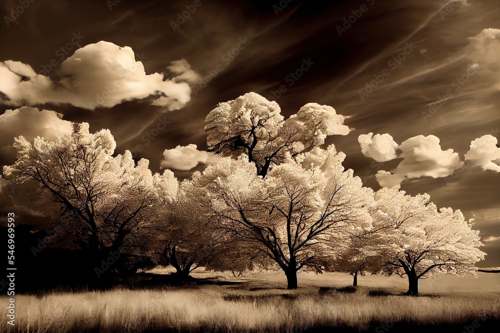 infrared photography ir photo of landscape with tree under sky with ...
