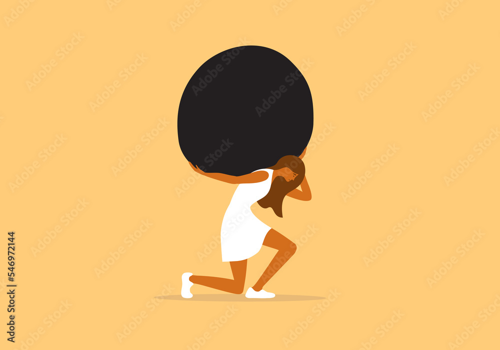 Woman Carrying A Heavy Burden