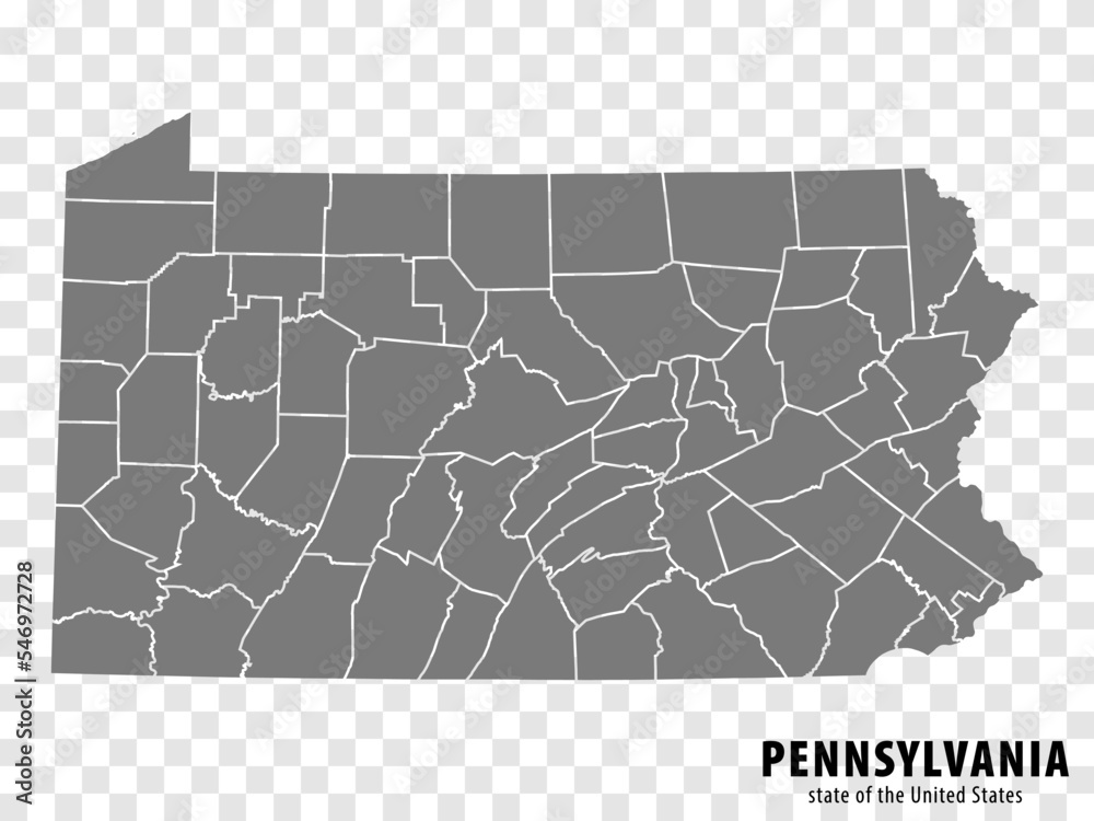 State Pennsylvania map on transparent background. Blank map of ...