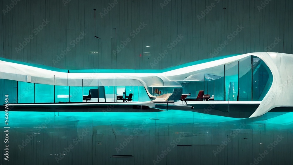 futuristic office concept modern architecture background render ...