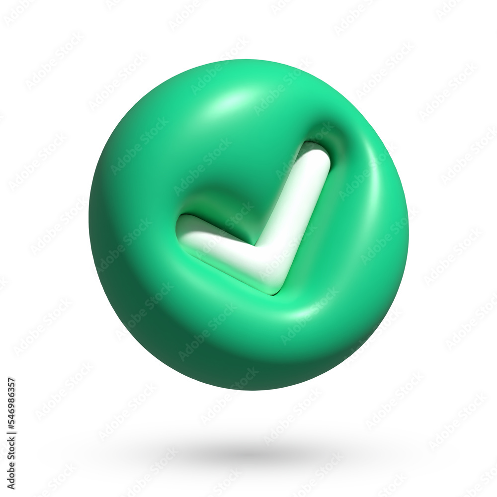 3d bubble check icon, positive mark, tick and vote illustration Stock Illustration | Adobe Stock