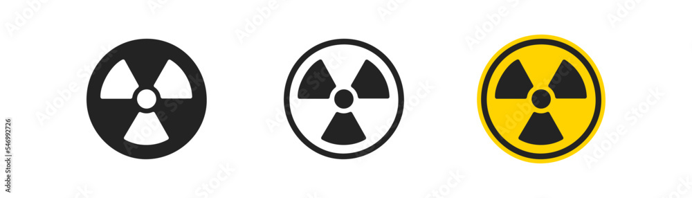 Radiation outline icon on white background. Hazard concept. Nuke symbol ...