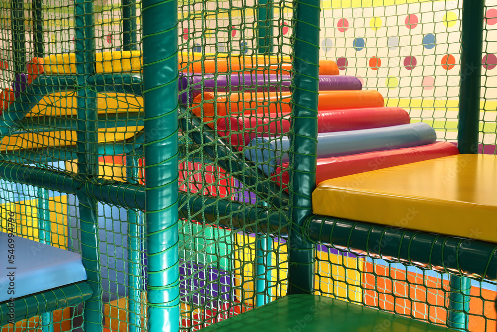 Colorful game room for kids interior. Children playing concept. Safe ...