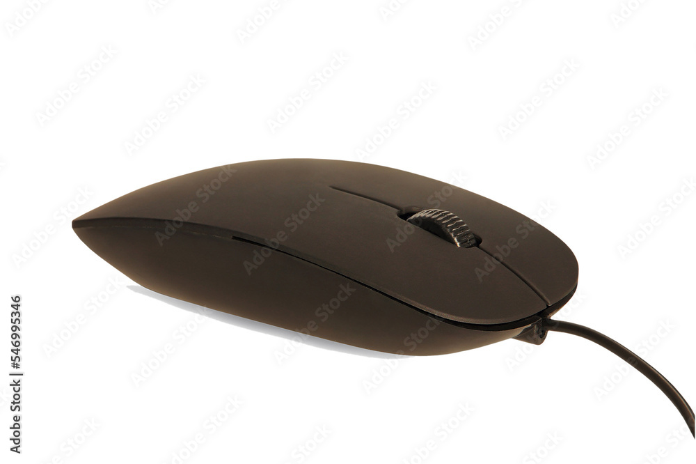 Black computer mouse isolated on a transparent background. Stock Photo ...