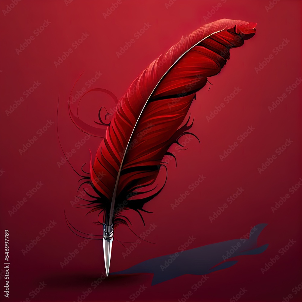 Red Feather pen Stock Illustration | Adobe Stock