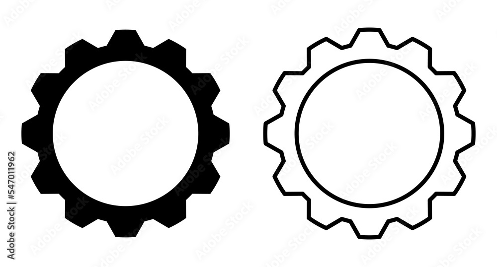 Gear icons. Black gear wheel icons. Gear setting vector icon set ...