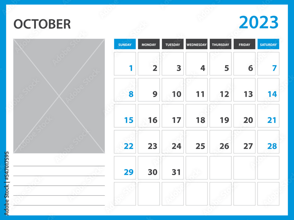 calendar 2023 year template - October 2023 year, Week Starts on Sunday ...