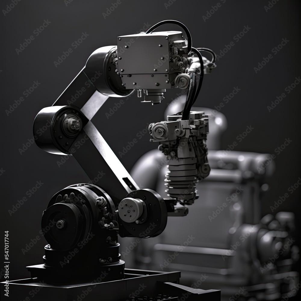 Robot at work. Robotic arm, smart technology manufacturing process ...