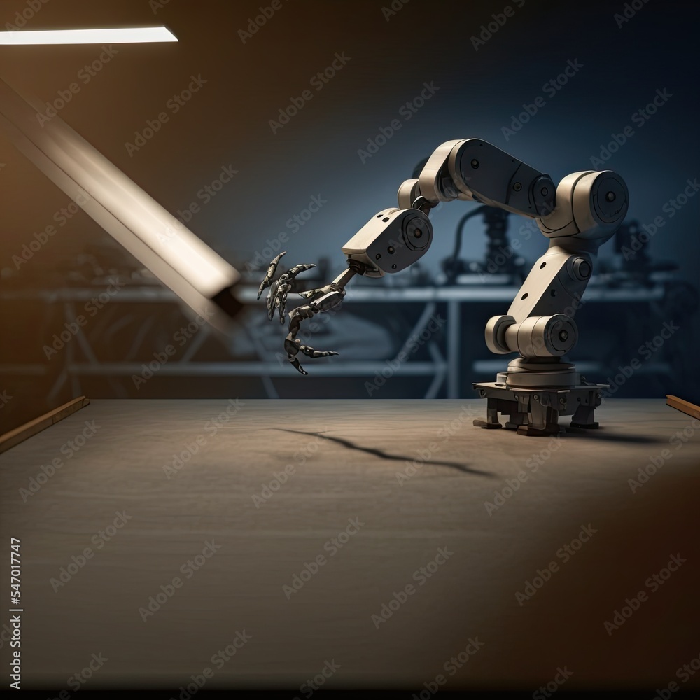 Robot at work. Robotic arm, smart technology manufacturing process ...