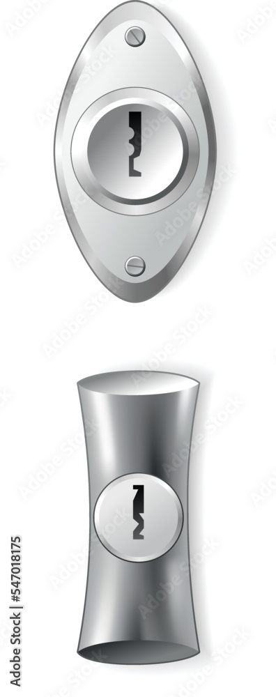 Metal or steel secure keyhole. Element for door locks, template ...