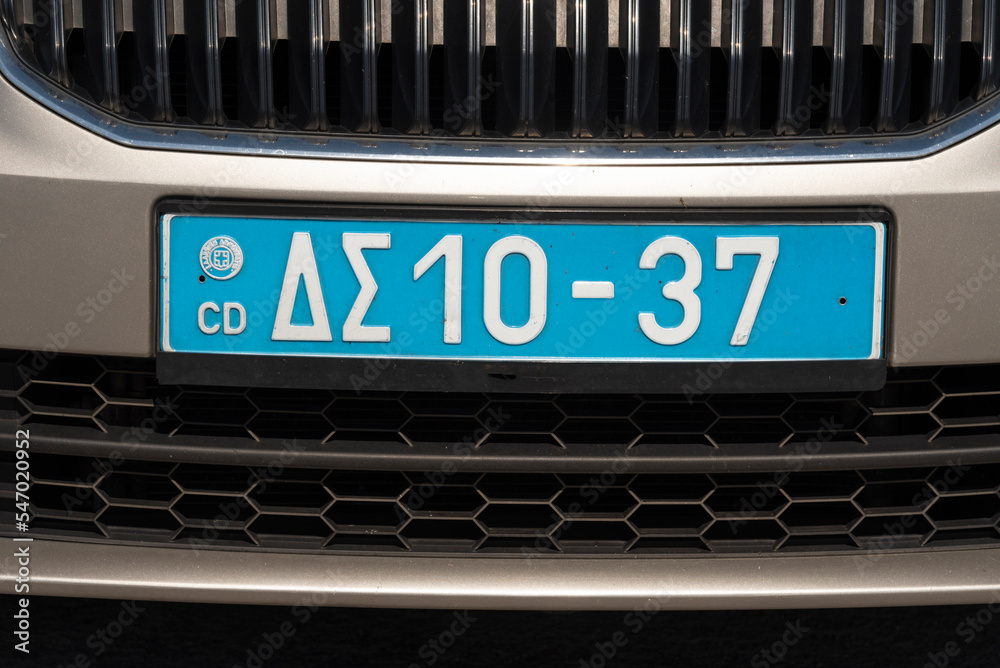 Crete, Greece, Europe. 2022, Greek CD number plate on the frong of a ...