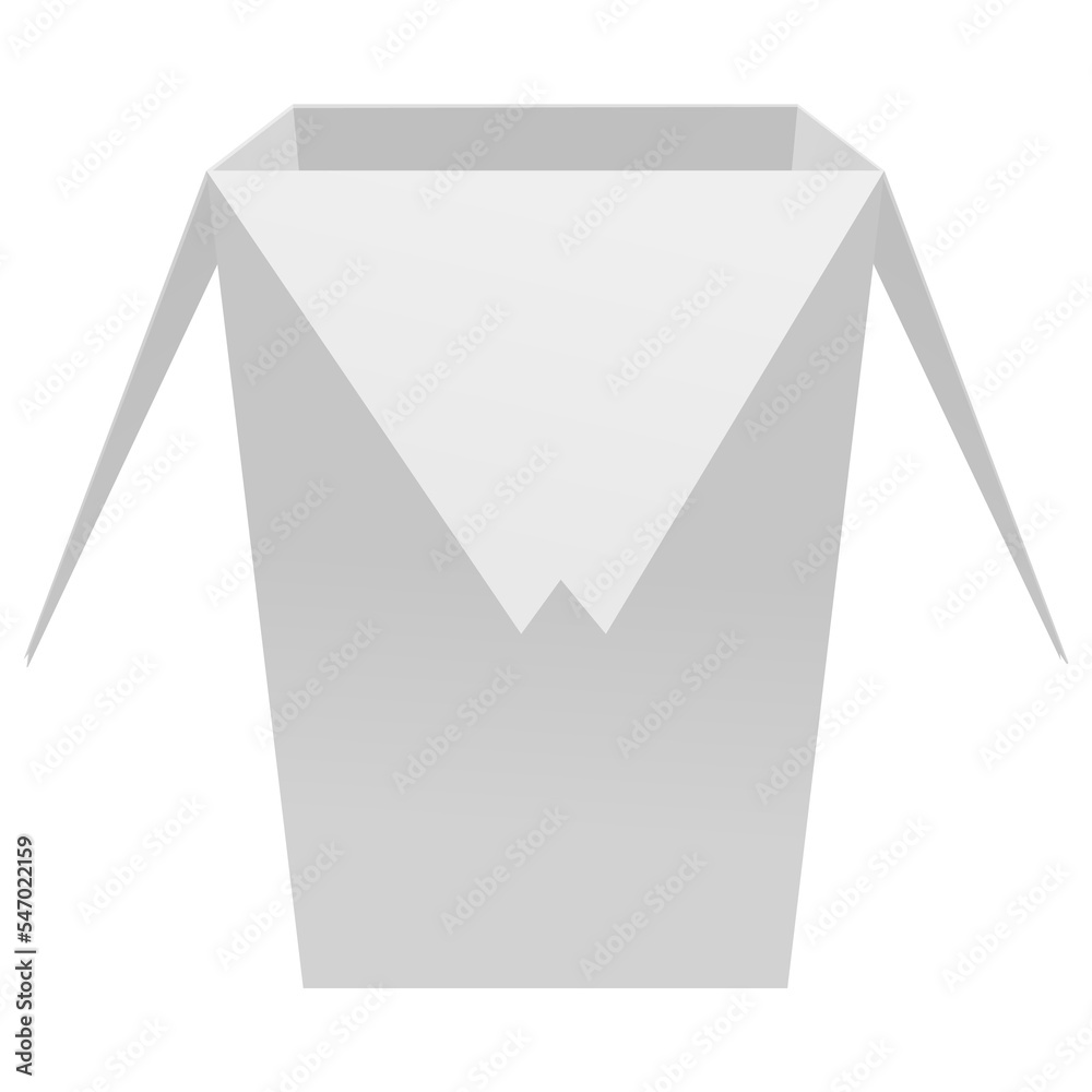 Chinese food box mock up. Blank open white 3d model cardboard noodle ...