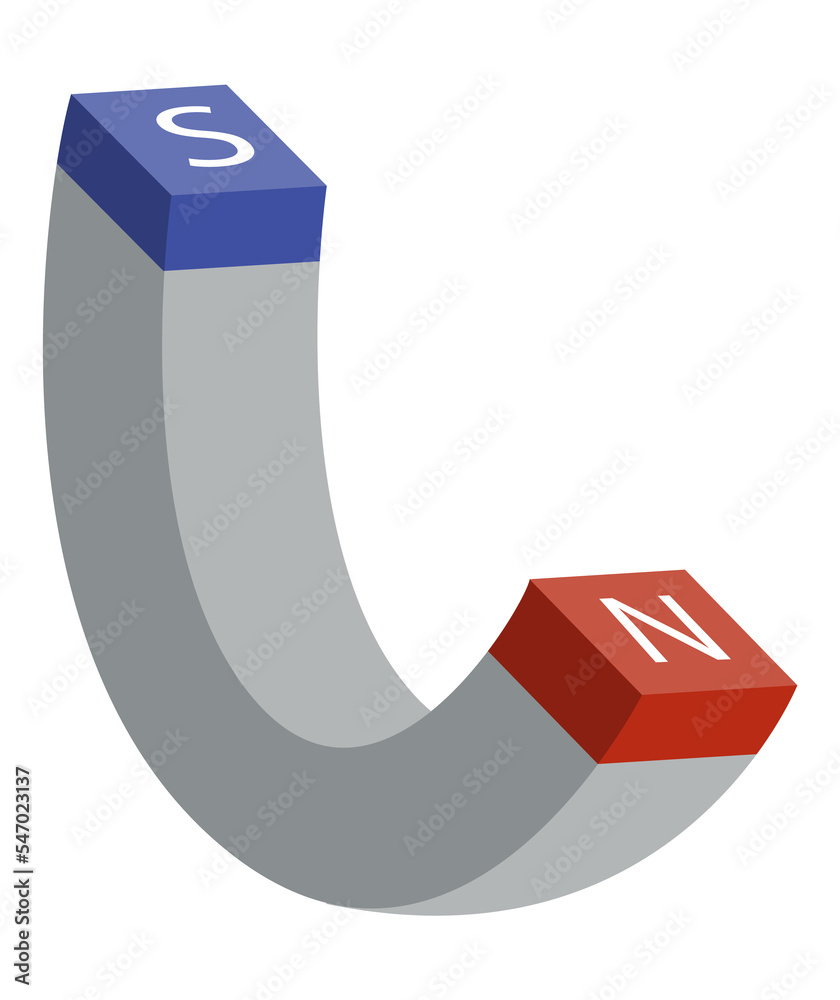 Red and blue magnet icon with two poles north and south isolated on ...